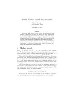 Hidden Markov Models Fundamentals Stanford University Hidden Markov Models Fundamentals