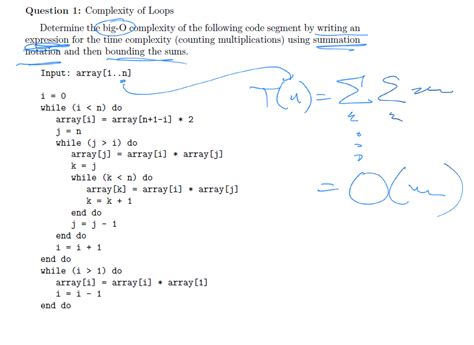 Solved Question Complexity Of Loops Determine The Big O Chegg