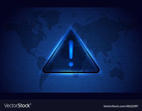 Attention Danger Hacking Symbol On Map Dark Blue Vector Image