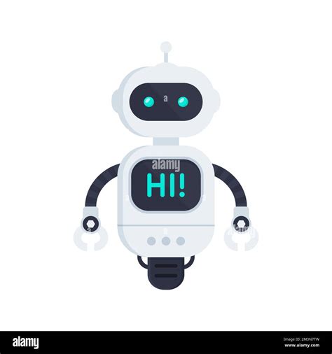 Robot On White Chatbot Icon Bot Say Hi On Screen Customer Support