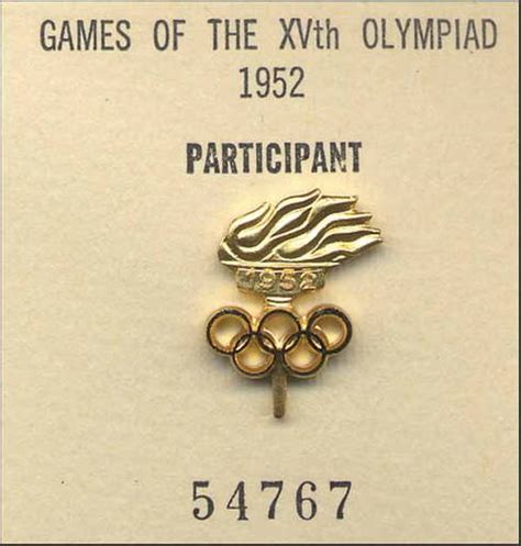 olympic games 1952 ioc pin for participants