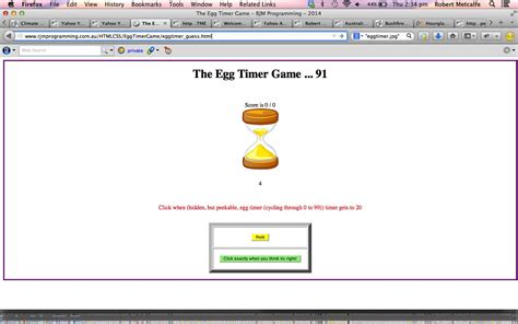 HTML Javascript Egg Timer Game Tutorial Robert James Metcalfe Blog