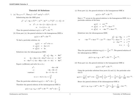 MAST tutorial Solns MAST Calculus Tutorial Solutions a Tryy eλx Studocu