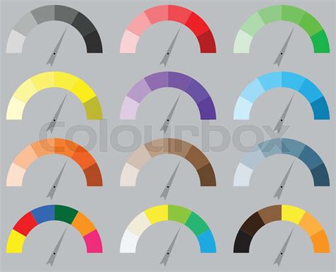 Indicator Bright Color Set With Pointer Needle Stock Vector Colourbox