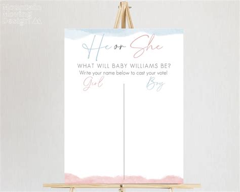 Gender Reveal Voting Sign Modern Gender Reveal Activities Gender Voting Game Boho Gender Reveal