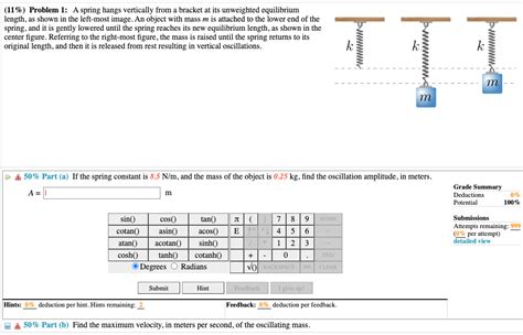 solved 11 problem 1 a spring hangs vertically from a