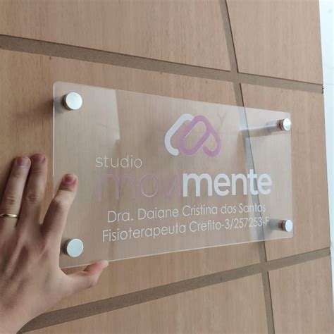 Placa Acrílico Com Logo Para Porta Escritório 40x20cm