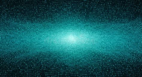 A Digital Themed Image Featuring A Flowing Stream Of Binary Code 0s And 1s In A Teal Hue Stock