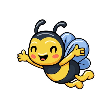 Linda Pequeña Abeja De Dibujos Animados Volando 12943974 Vector En Vecteezy
