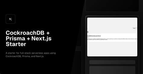 Cockroachdb Prisma Nextjs Starter Vercel