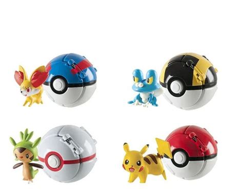 Набор фигурок Покемон Покебол Пикачу / Pokemon Pokeball Pikachu 4шт ...