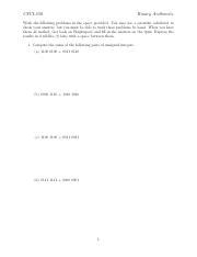 Binary Arithmetic Problems Compute Sums And Products Of Course Hero