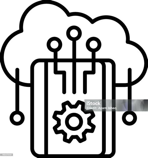 클라우드 서버 예측 기능 개념 자율적으로 작업 수행 벡터 라인 아이콘 디자인 예측 모델링 또는 적응 제어 기호 인공 지능 기호 신경 회로 그림 0명에 대한 스톡 벡터 아트