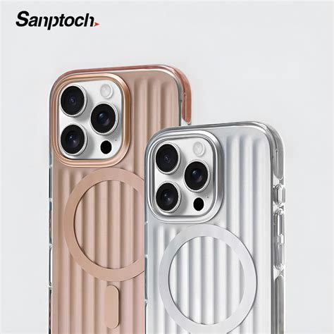 Sanptoch For Magnetic Premium Luggage Stripe Texture Phone Case For Iphone Pro Max