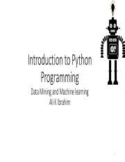 Python Programming Introduction Data Mining And Machine Course Hero