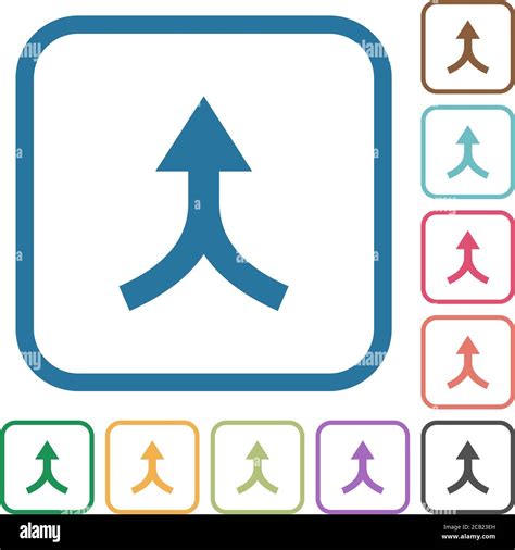 Merge Arrows Up Simple Icons In Color Rounded Square Frames On White Background Stock Vector