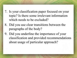 Revision Guide For A Classification Essay PPT