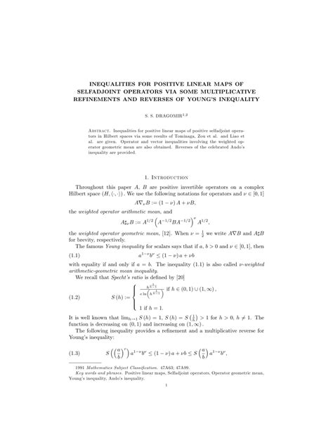Pdf Inequalities For Positive Linear Maps Of Selfadjoint Operators Via Some Multiplicative