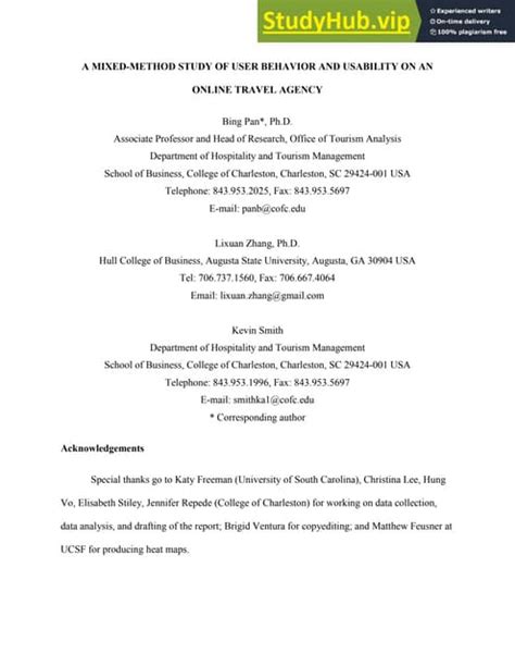 A Mixed Method Study Of User Behavior And Usability On An Online Travel