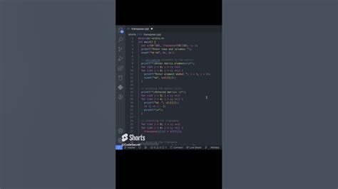 C Program To Find Transpose Of A Matrix Shorts Youtube