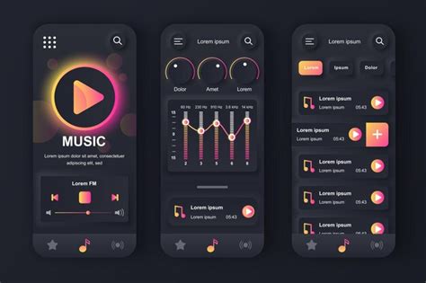 Premium Vector Music Player Unique Neumorphic Design Kit For App