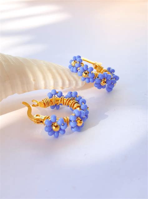Arracadas De Flores Mini Azul Stephanie Erbe