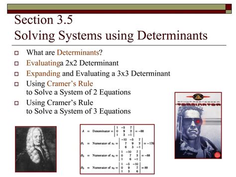 Ppt Section 35 Solving Systems Using Determinants Powerpoint
