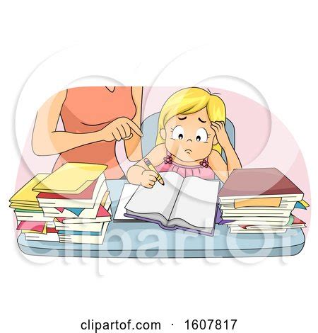 Kid Girl Difficult Study Mom Illustration By BNP Design Studio 1607817