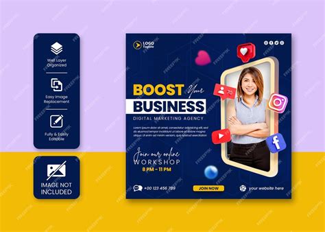 크리에이티브 마케팅 대행사 및 비즈니스 소셜 미디어 게시물 또는 Instagram 게시물 템플릿 프리미엄 Psd 파일