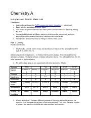 IsotopesAtomicMassLab Pdf Chemistry A Isotopes And Atomic Mass Lab Directions Use The Link