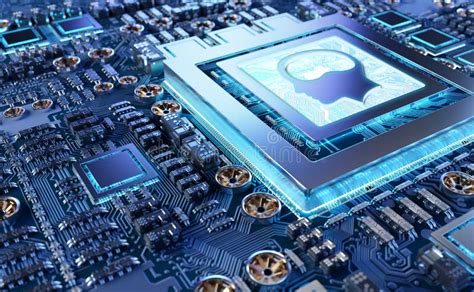 Artificial Intelligence In A Modern Gpu Card 3d Rendering Stock