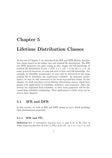 Pdf Lifetime Distribution Classes