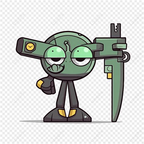 총을 들고 그의 손으로 캘리퍼스 클립 아트 만화 캐릭터 벡터기계삽화 Png 일러스트 무료 다운로드 Lovepik