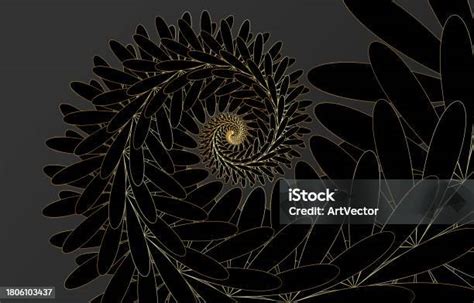 Latar Belakang Spiral Fibonacci Template Pola Nautilus Fibonacci Hitam