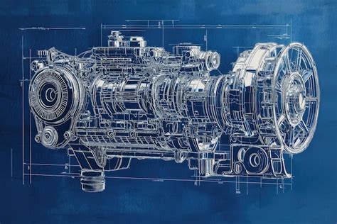Intricate Engine Blueprint A Technical Fusion Of Art And Engineering