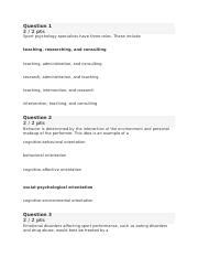 PSYC 2012 Quiz 1 Chapter 1 Docx Question 1 2 2 Pts Sport Psychology Specialists Have