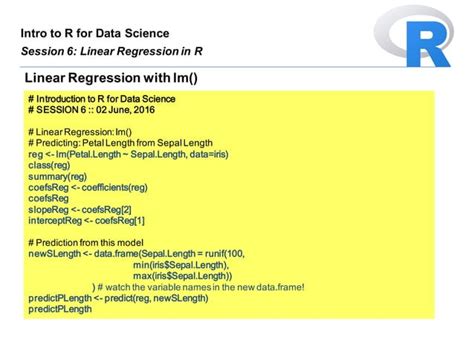 Introduction To R For Data Science Session 6 Linear Regression In R