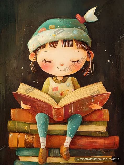 Ai创作图小女孩读书配图 认真看书的小姑娘 儿童看书插画 读书女孩插画 图书馆儿插 勤奋读书学习 学知识插画 卡通读书场景 女孩读书手绘 认真