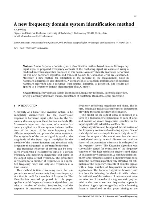Pdf A New Frequency Domain System Identification Method