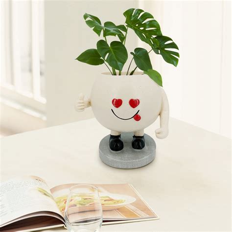 Smiling Little Man Planter Pots For Indoor Plants Quirky Resin Flower