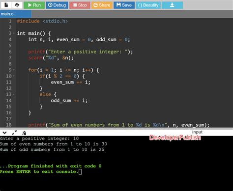 C Program To Find The Sum Of Even And Odd Numbers