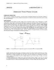 Lab Three Phase Circuits Docx Lab Balanced Three Phase Circuits LABORATORY