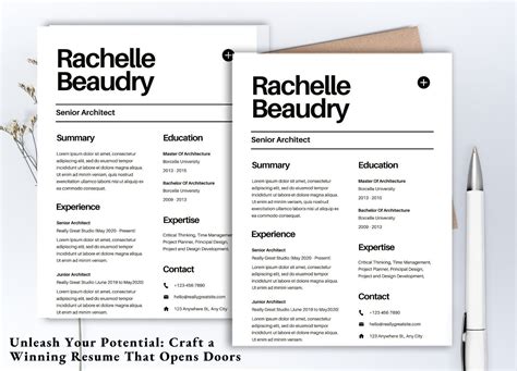 Architect Resume Template For Canva Professional Cv Template