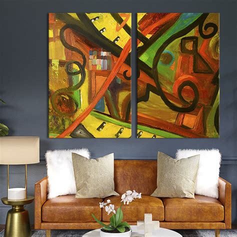 Настінний декор диптих картина на полотні для інтерєру у спальню мальовничий візерунок 71x51 см