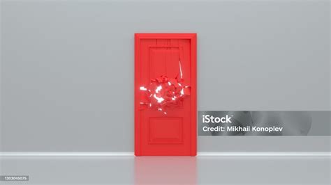 흰색 배경에 깨진 빨간 문 비즈니스 개념 실패 깨진 관계 은유 3d 렌더 0명에 대한 스톡 사진 및 기타 이미지 0명 3차원 형태 건축 Istock