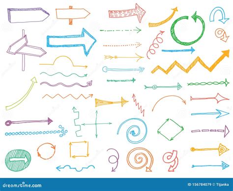 vector abstract color hand drawn arrows and pointers set isolated on