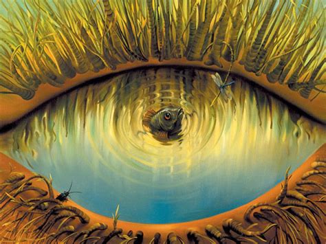 Surrealism Art Eye With Grass And Water Tardis Optical Illusion