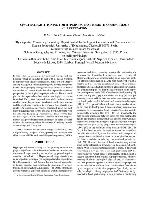 Pdf Spectral Partitioning For Hyperspectral Remote Sensing Image Classification