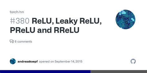Relu Leaky Relu Prelu And Rrelu · Issue 380 · Torchnn · Github