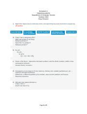 HW1 Docx Homework 1 Operating Systems Department Of Computer Science Summer 2023 Roya Hosseini